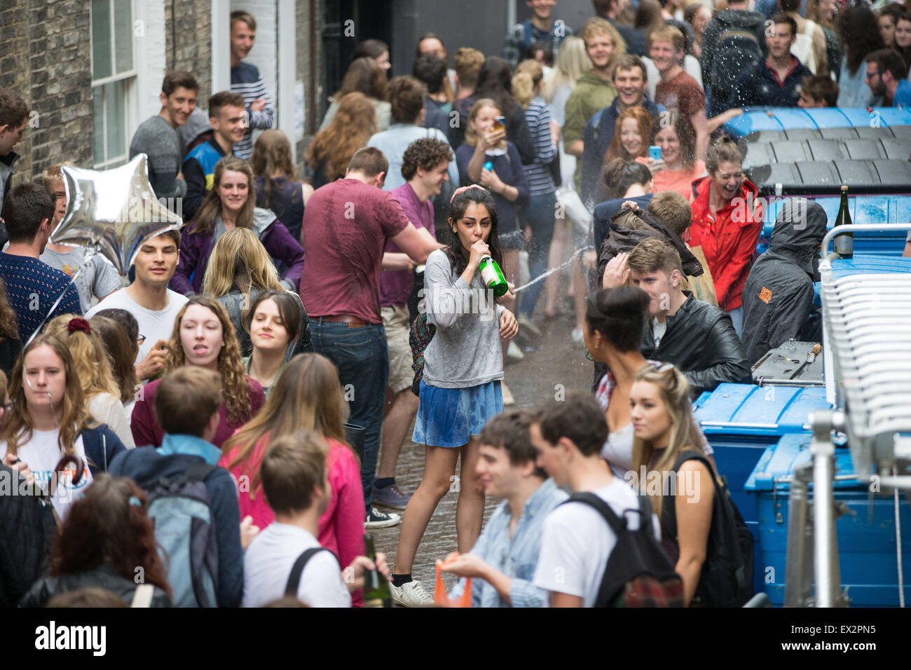 Cambridge University students celebrating the end of their exams on ...