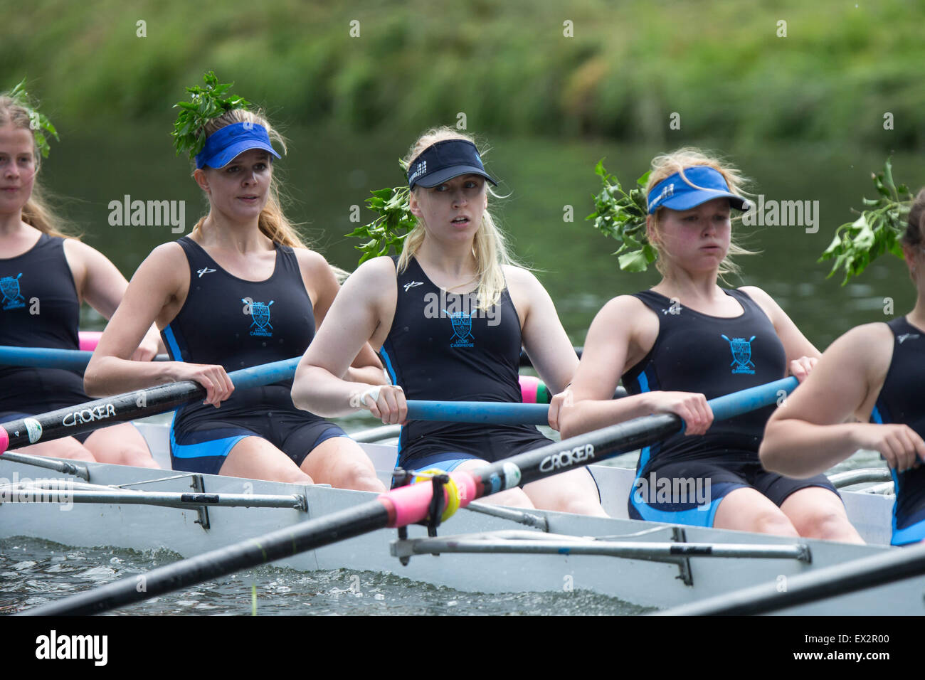 Cambridge University students taking part in the May Bumps on the River ...