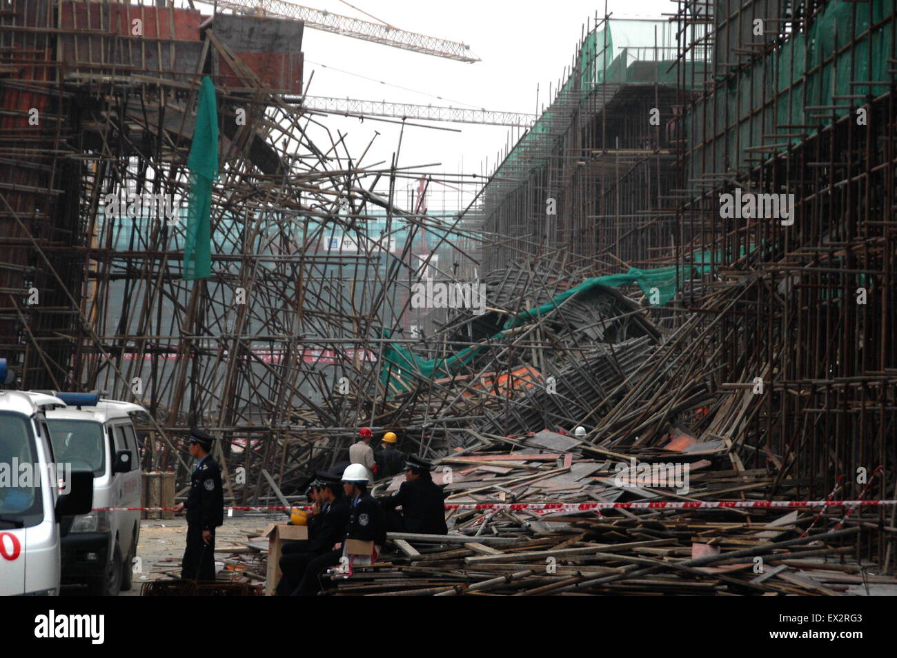 A general view of the collapsed construction in Guiyang, Guizhou ...