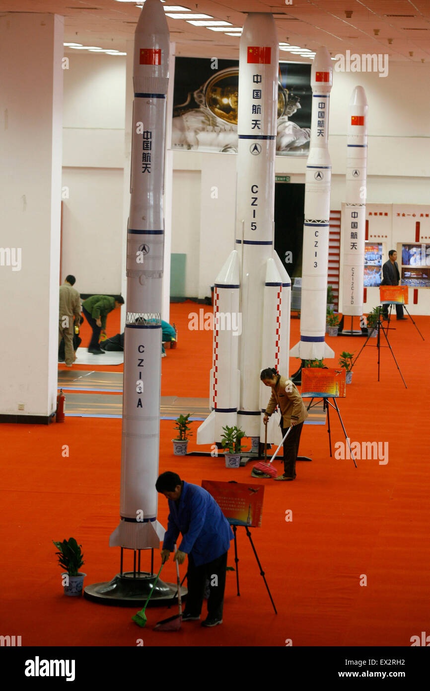 An aerospace exhibition about Shenzhou 7 is displayed in Wuhan, Hubei ...