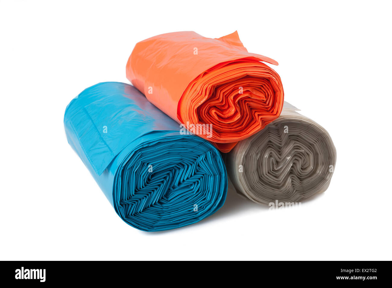 Rolls of disposable trash bags isolated on white background Stock Photo ...