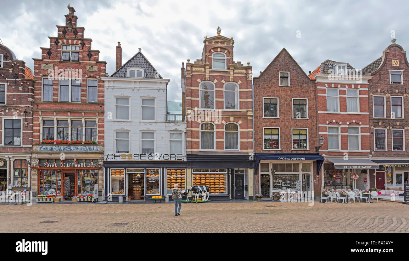 Historic gabled architecture in the city of Delft, South Holland, The ...