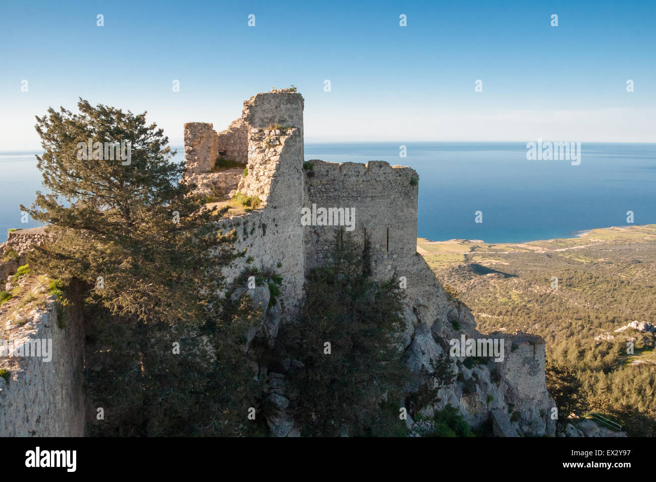Kantara Castle overlooking the sea on Kyrenia mountain range, Island of ...