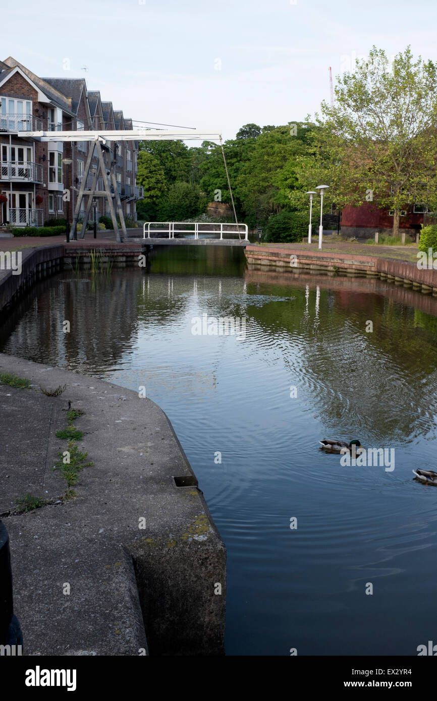 Canal Small Swing Lift up Bridge Waterway England Stock Photo - Alamy