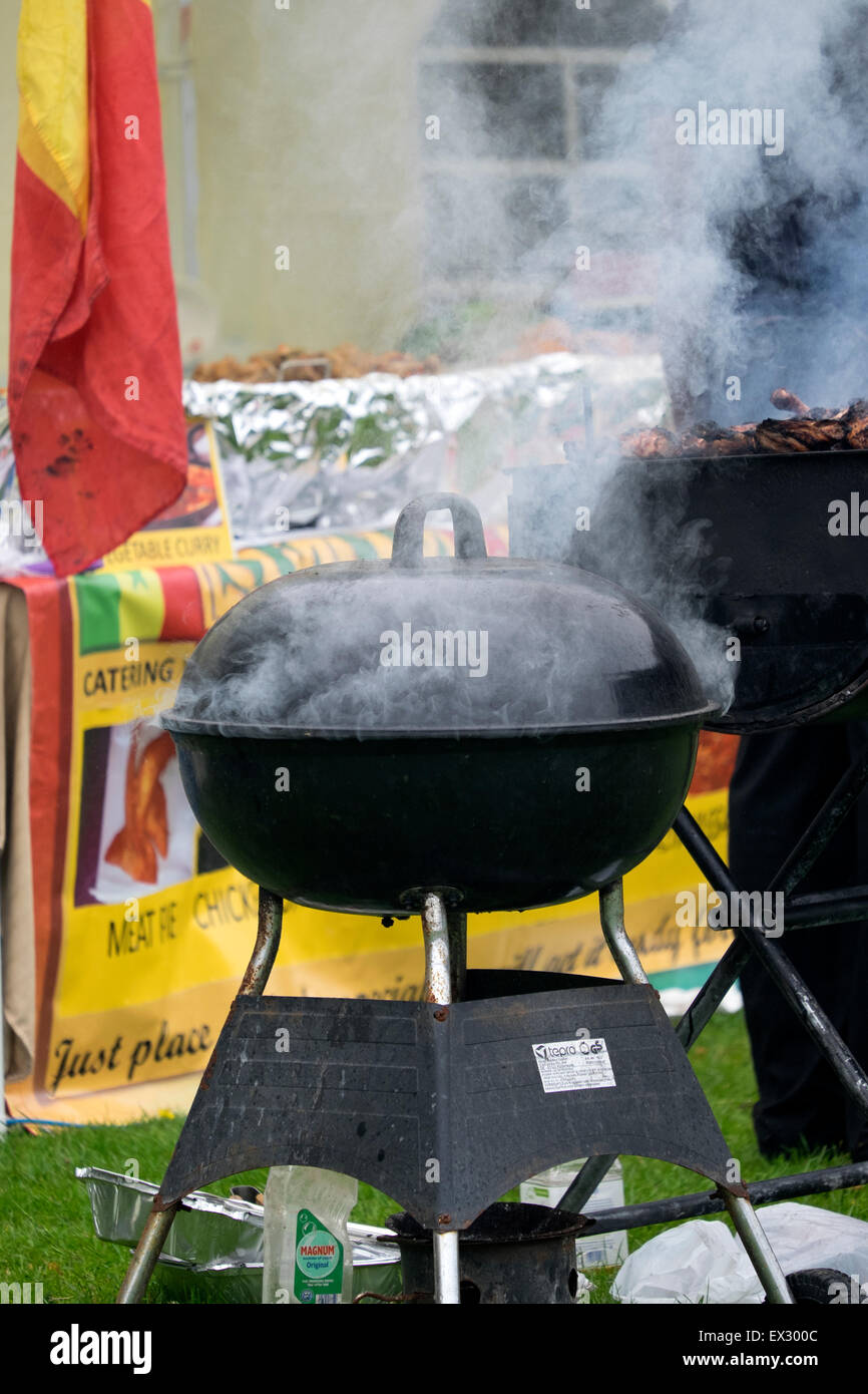 Steam Smoke Rising from BBQ Barbecue Cooker Cook Stock Photo - Alamy