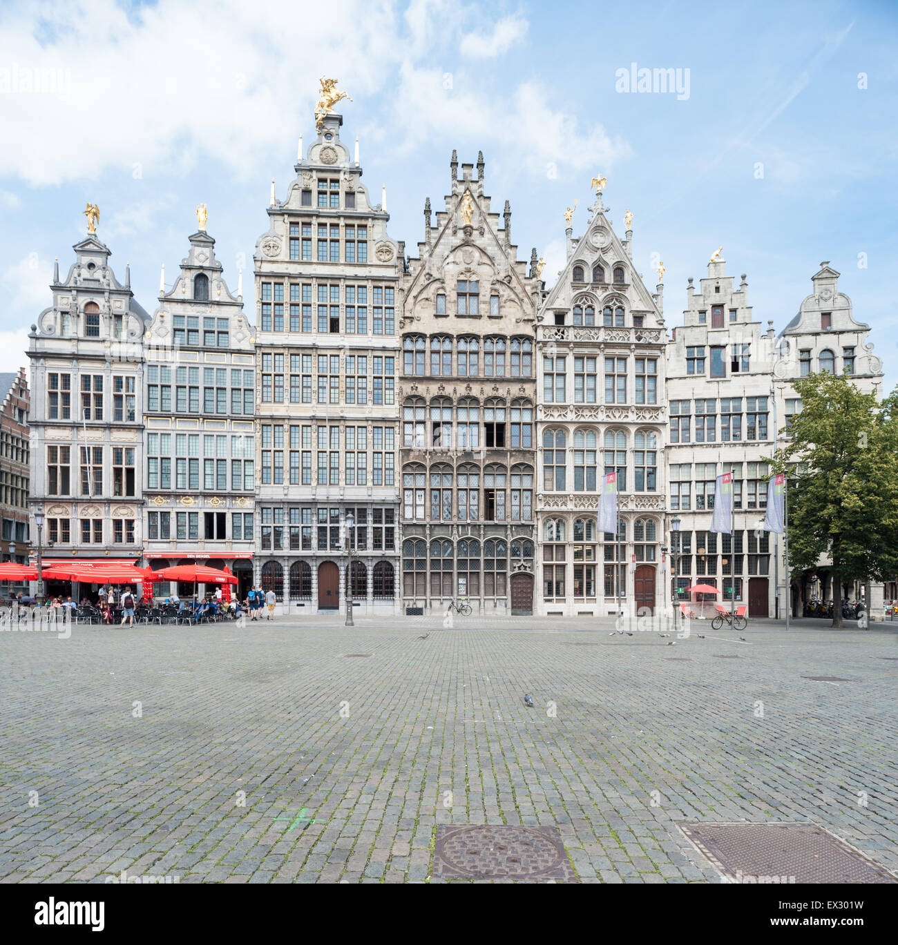 Belgium, Antwerp, guild halls at the Great market square Stock Photo ...