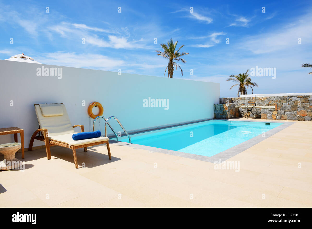 Swimming pool at luxury villa, Crete, Greece Stock Photo - Alamy