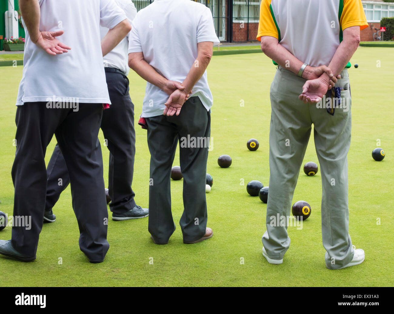 Elderly men playing bowls. UK Stock Photo - Alamy