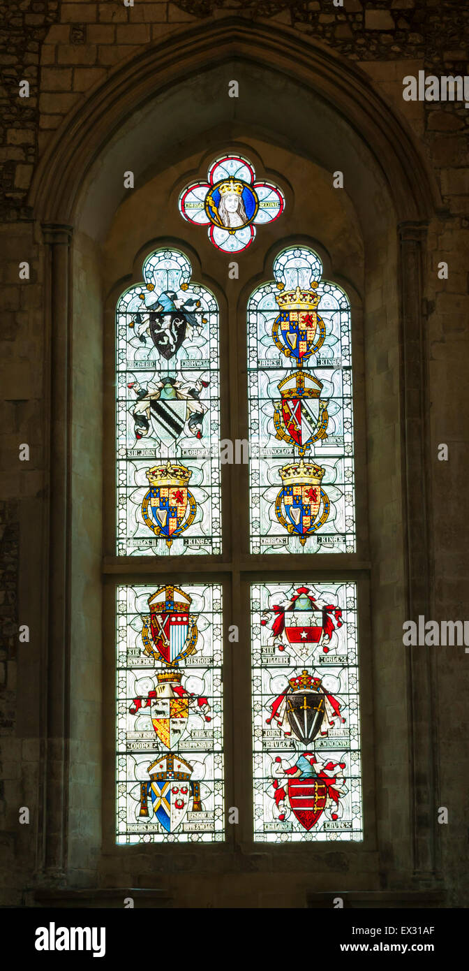 Stained glass window in The Great Hall, Winchester, Hampshire, England ...
