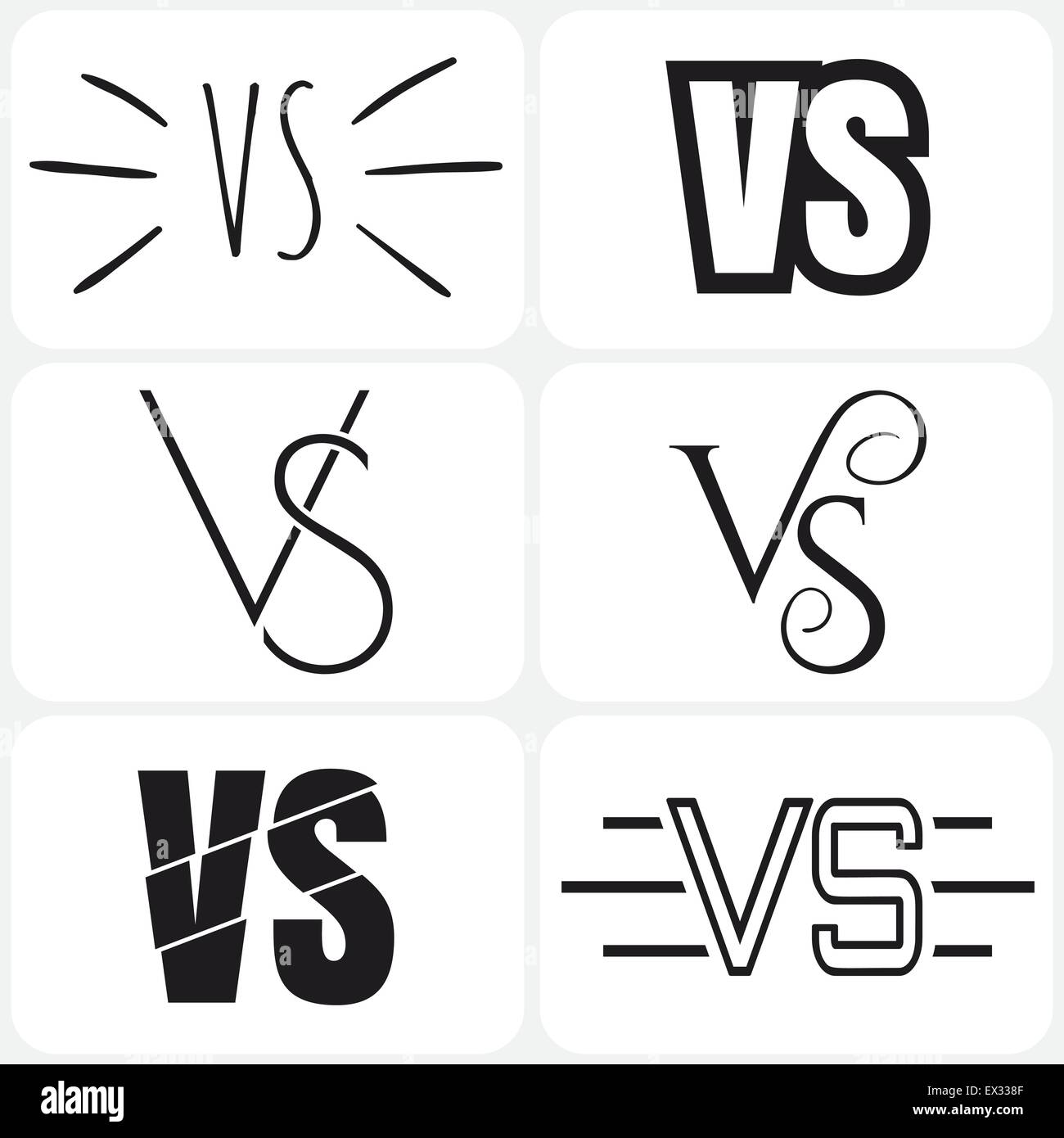 Versus letters logo. Black V and S symbols collection Stock Vector ...