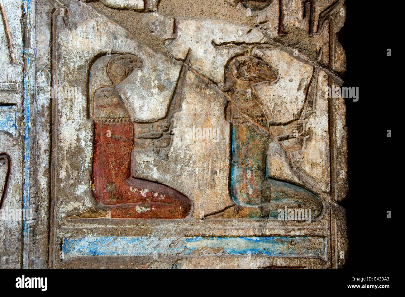 Luxor Egypt- Ptolemaic temple in Deir el Medina – two divinities Stock ...