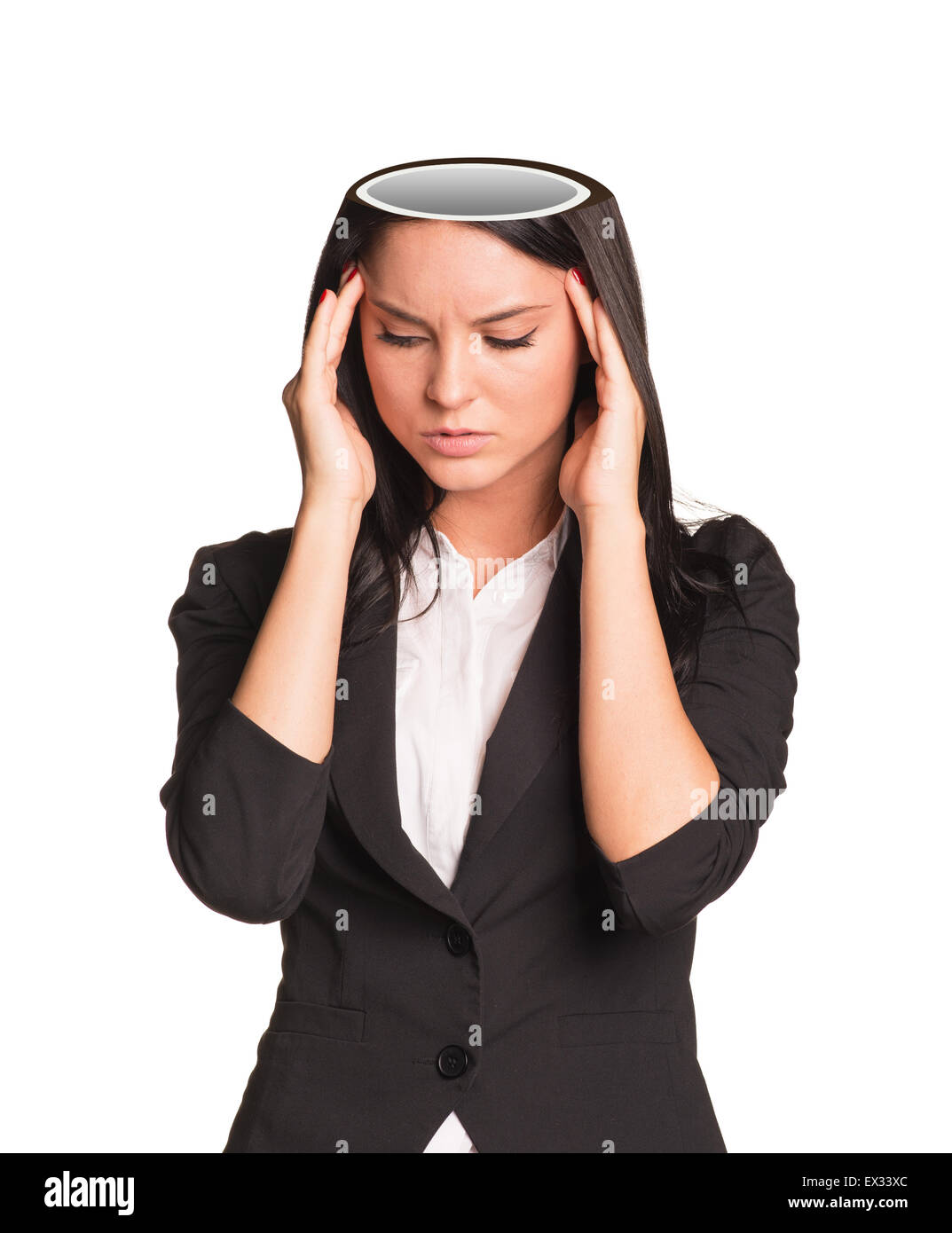Thinking businesslady with empty head Stock Photo - Alamy
