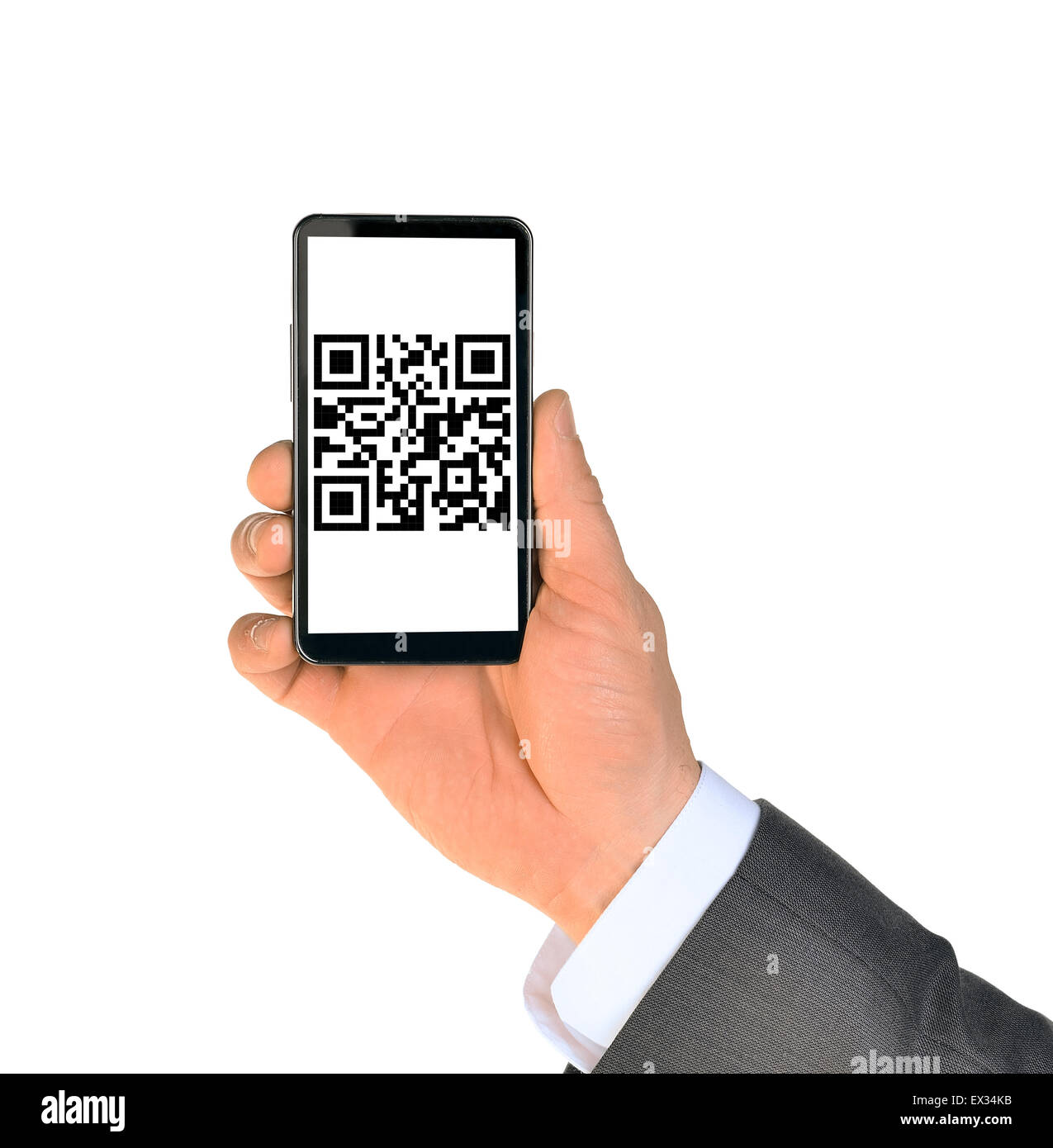 Businessmans hand showing smartphone Stock Photo - Alamy