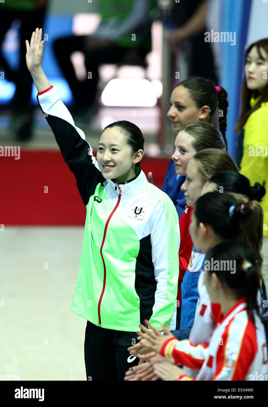 Yuka Mabuchi of Japan waves in the The 28th Summer Universiade 2015 ...