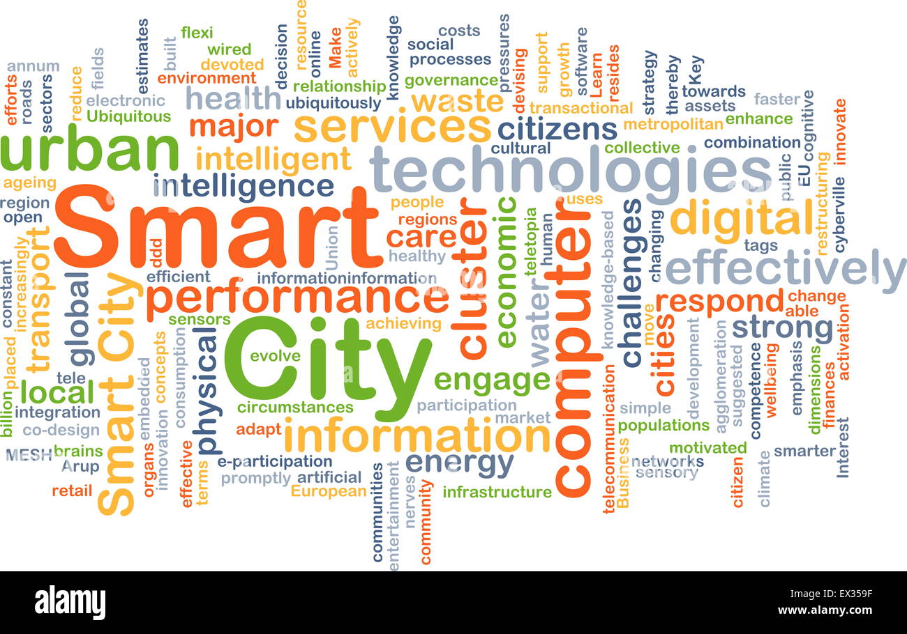 Background concept wordcloud illustration of smart city Stock Photo - Alamy