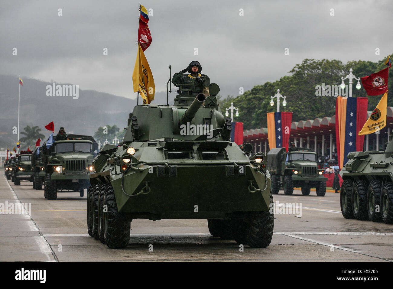 Caracas, Venezuela. 5th July, 2015. Armored vehicles of the Venezuelan ...