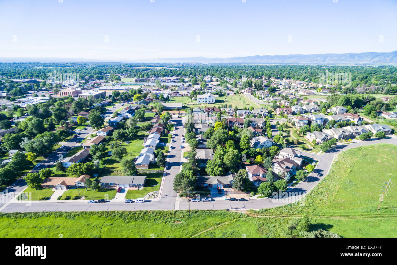Aerial view of residential neighborhood in Lakewood, Colorado Stock ...
