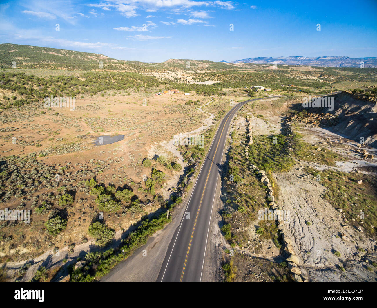 Aerial view of mountains at Grand Mesa Scenic Byway near Grand Junction ...