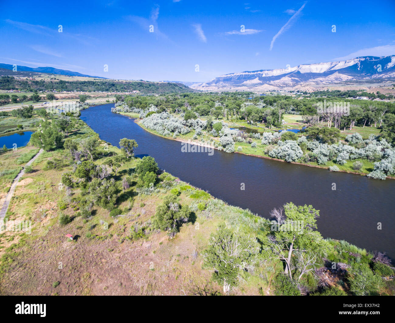 Aerial view of rest area near Colorado River at Rifle, Colorado Stock ...