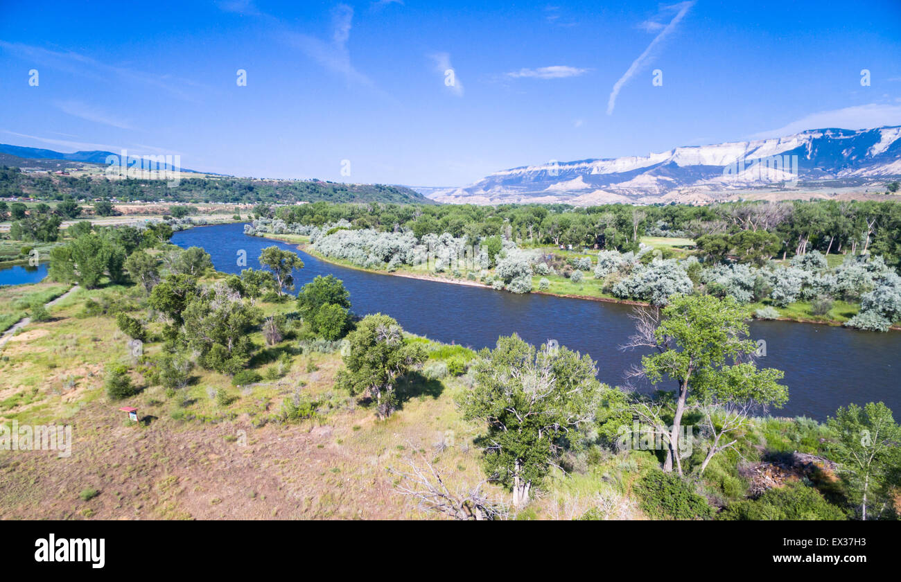 Aerial view of rest area near Colorado River at Rifle, Colorado Stock ...