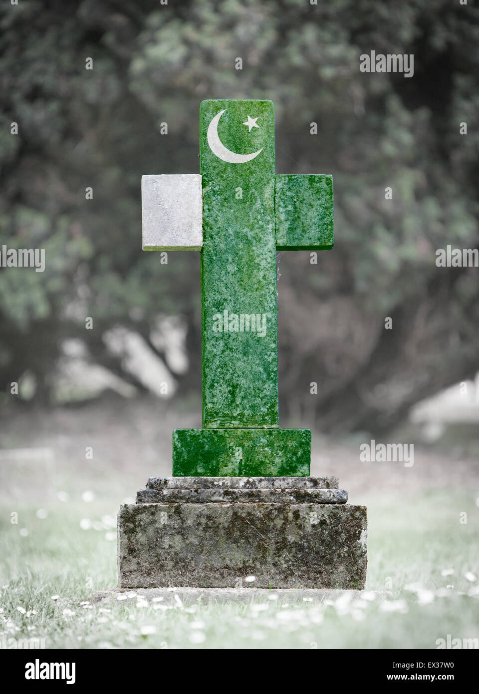 Old weathered gravestone in the cemetery - Pakistan Stock Photo - Alamy
