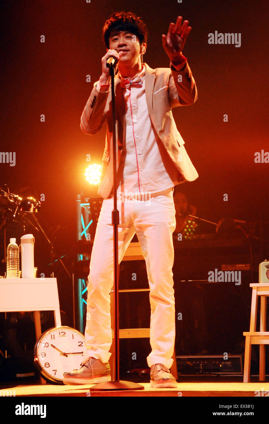 Taipei. 6th July, 2015. Singer Michael Wong sings during his ...