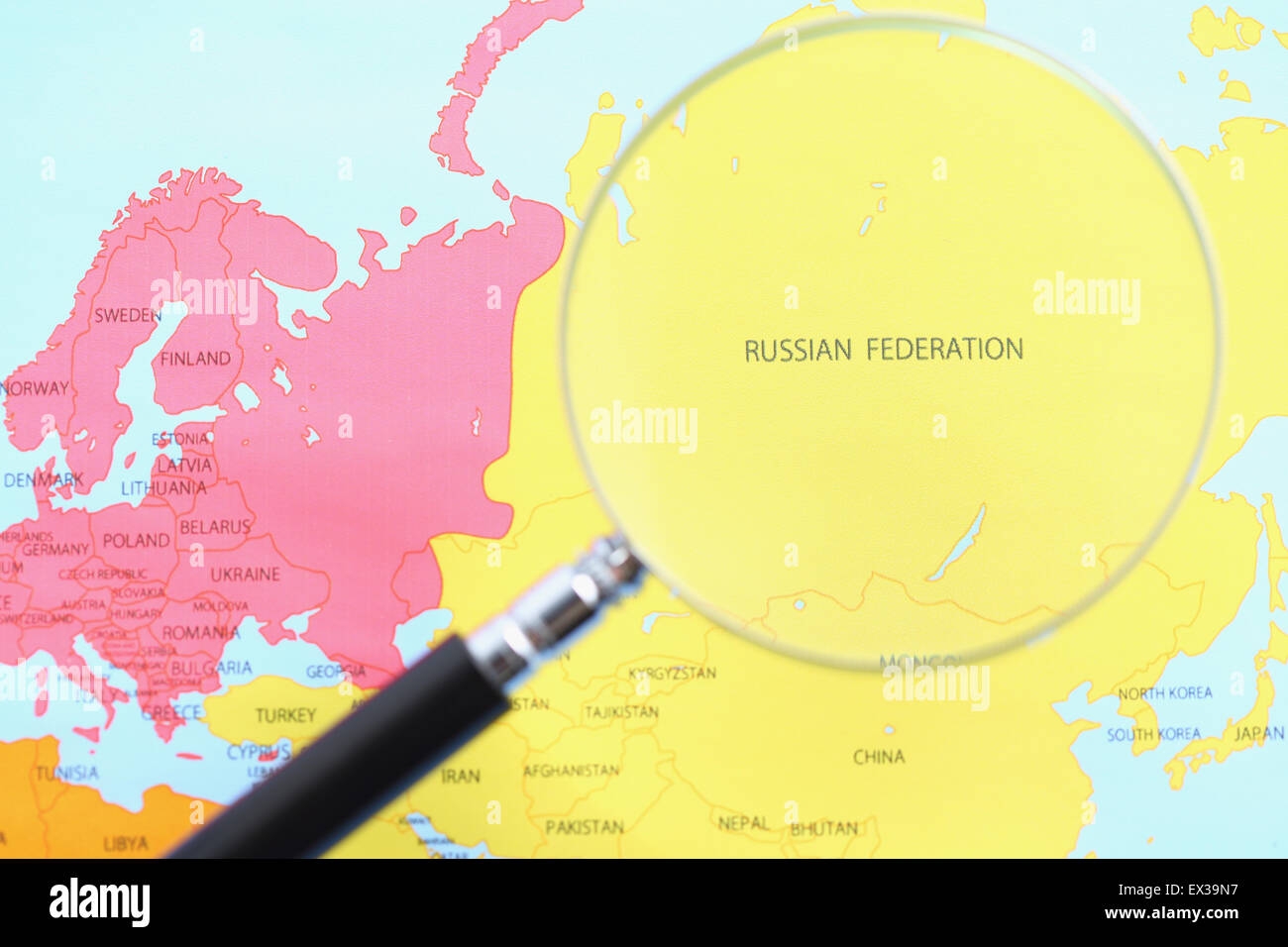 World map and magnifying glass Stock Photo - Alamy