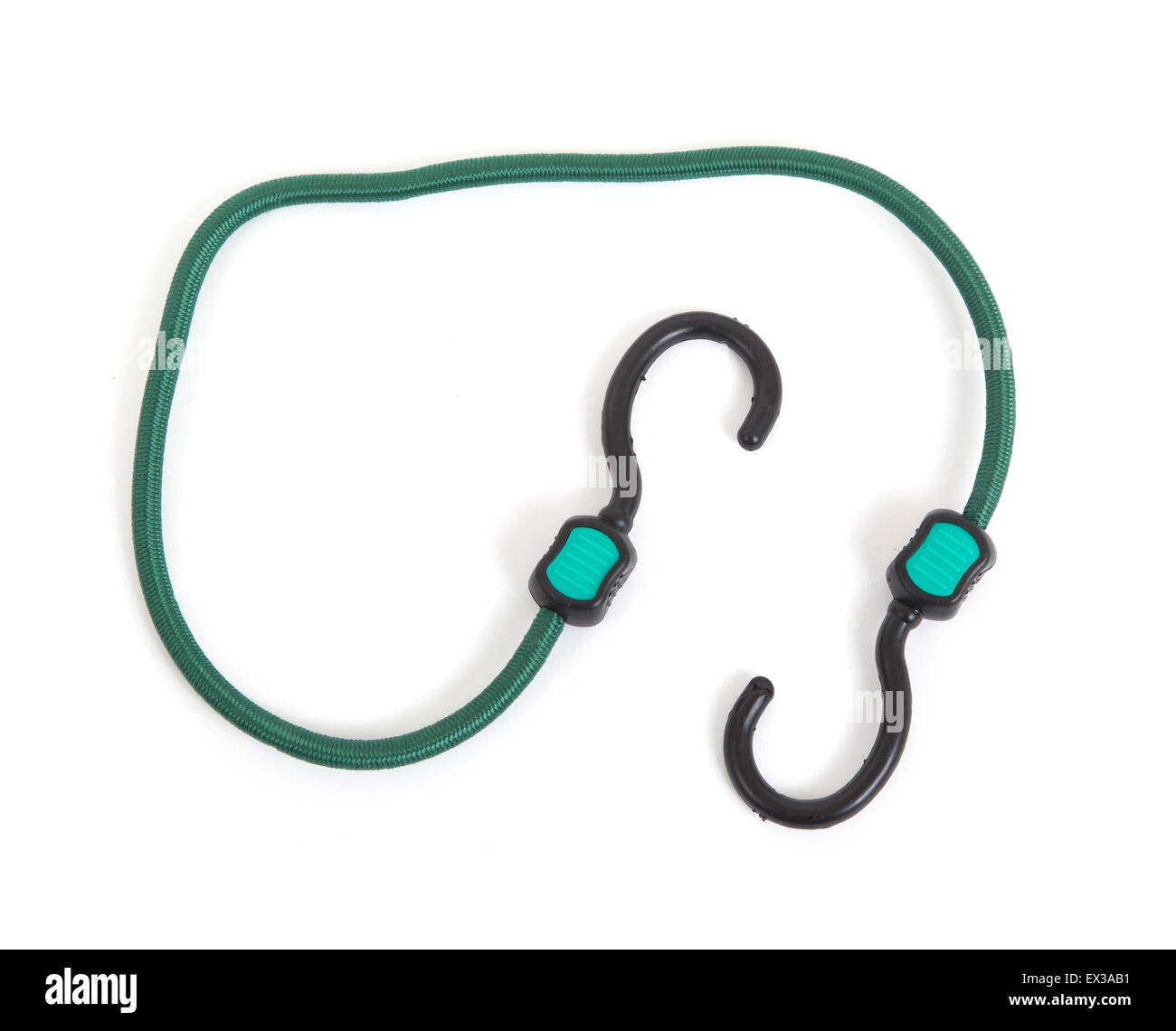 Black hook with elastic rope on a white background Stock Photo - Alamy
