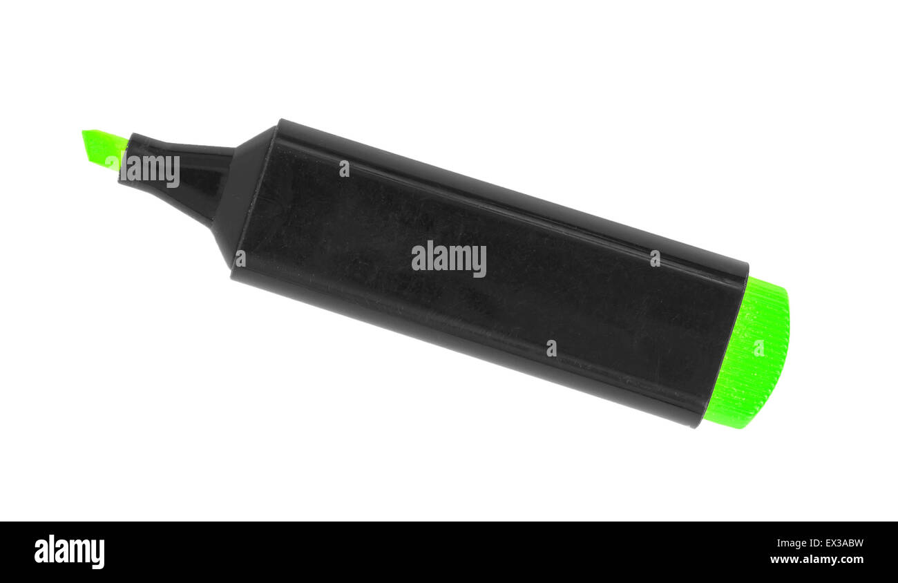 Green highlighter isolated over a white background Stock Photo - Alamy