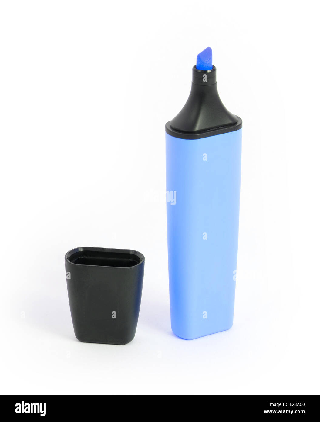 Blue highlighter isolated over a white background Stock Photo - Alamy