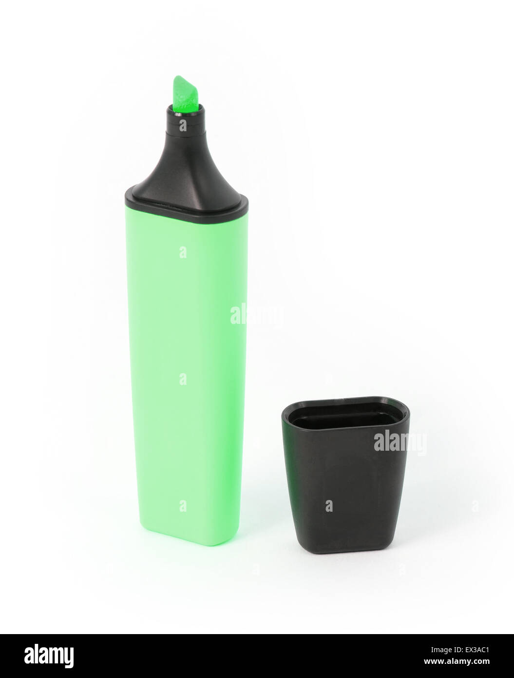 Green highlighter isolated over a white background Stock Photo - Alamy