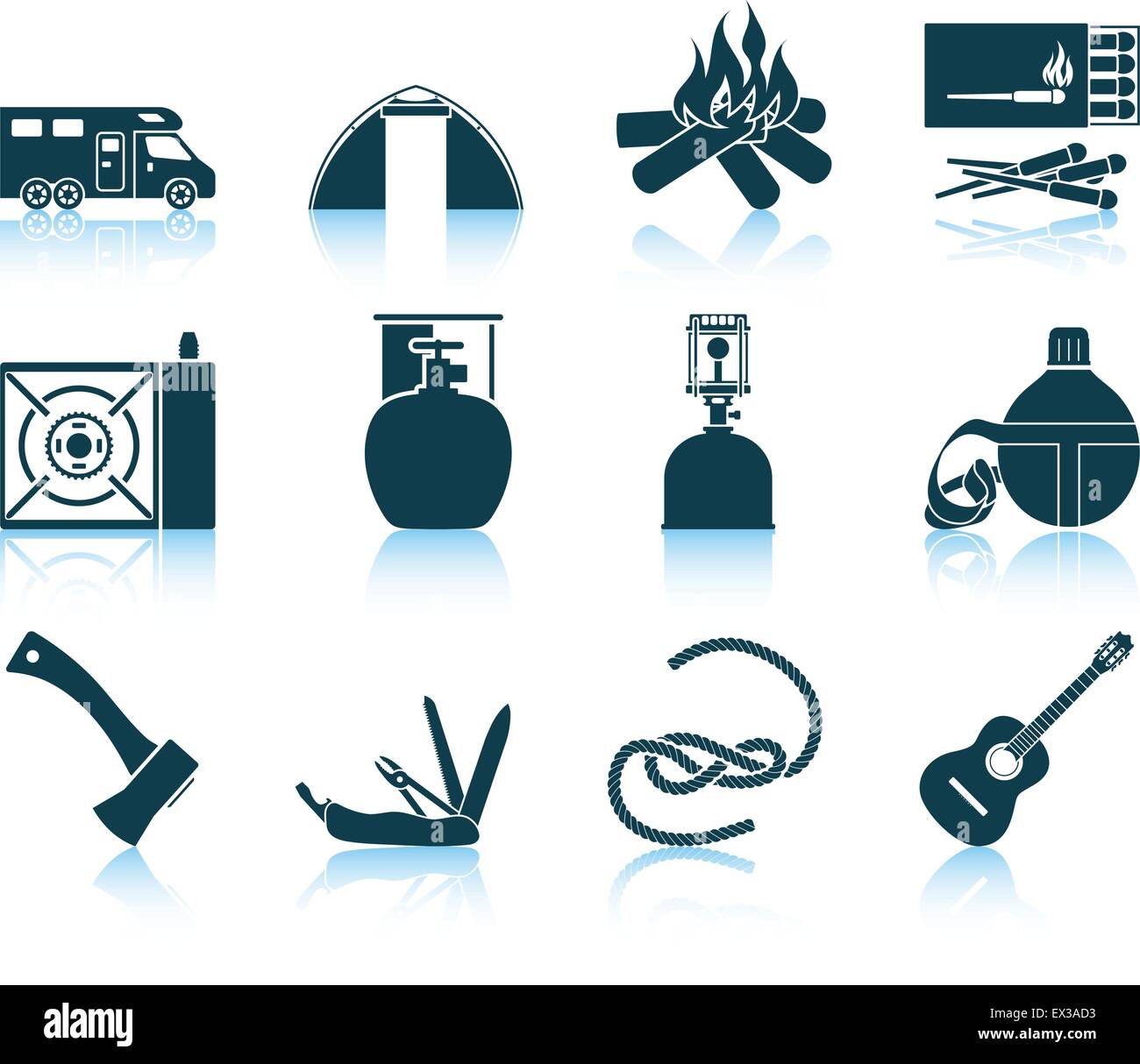 Set of camping icons. EPS 10 vector illustration without transparency ...