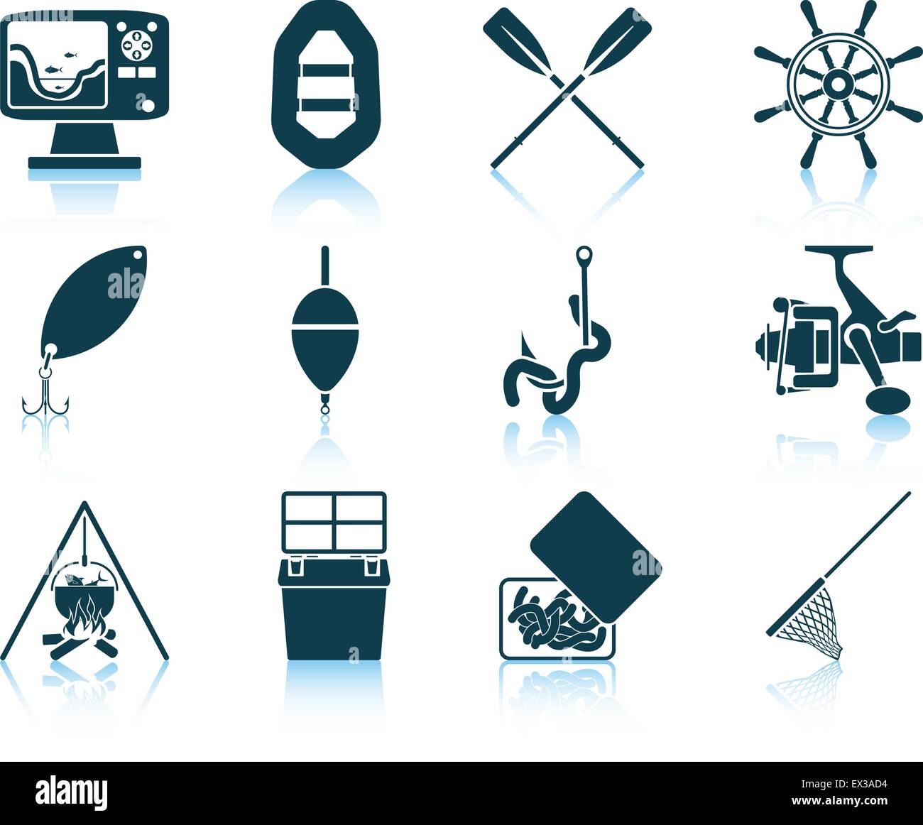 Set of fishing icons. EPS 10 vector illustration without transparency ...
