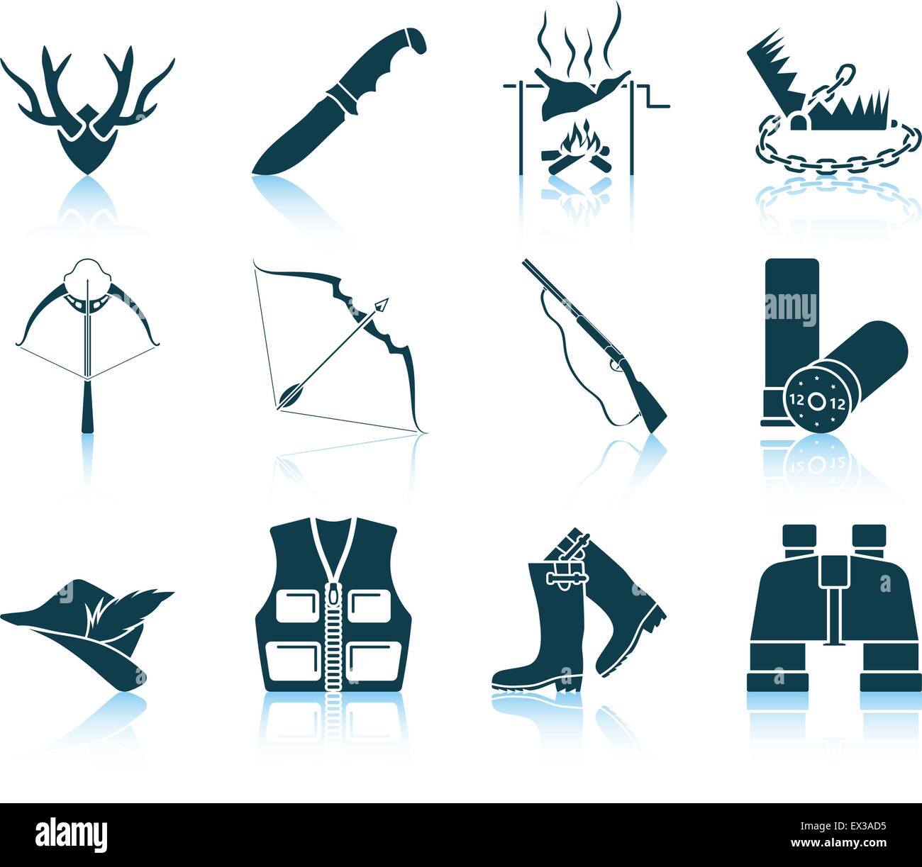 Set of hunting icons. EPS 10 vector illustration without transparency ...