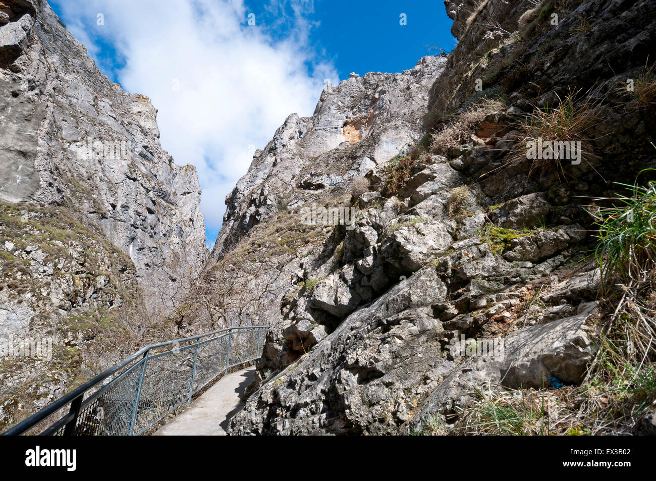 La Yecla Gorge, Burgos Province, Spain. It is a deep and narrow gorge ...