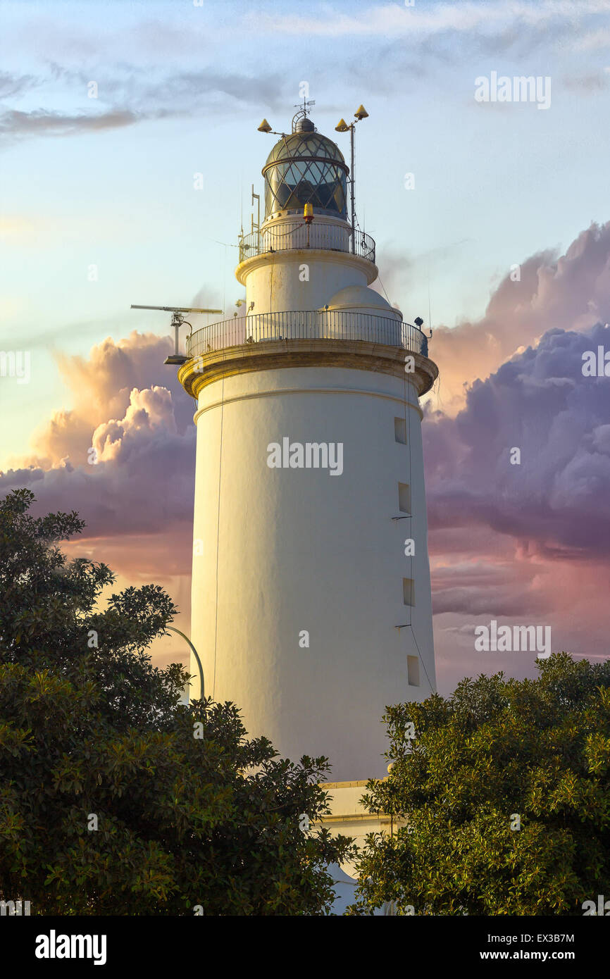 famous lighthouse of la Malagueta in Malaga Spain Stock Photo - Alamy