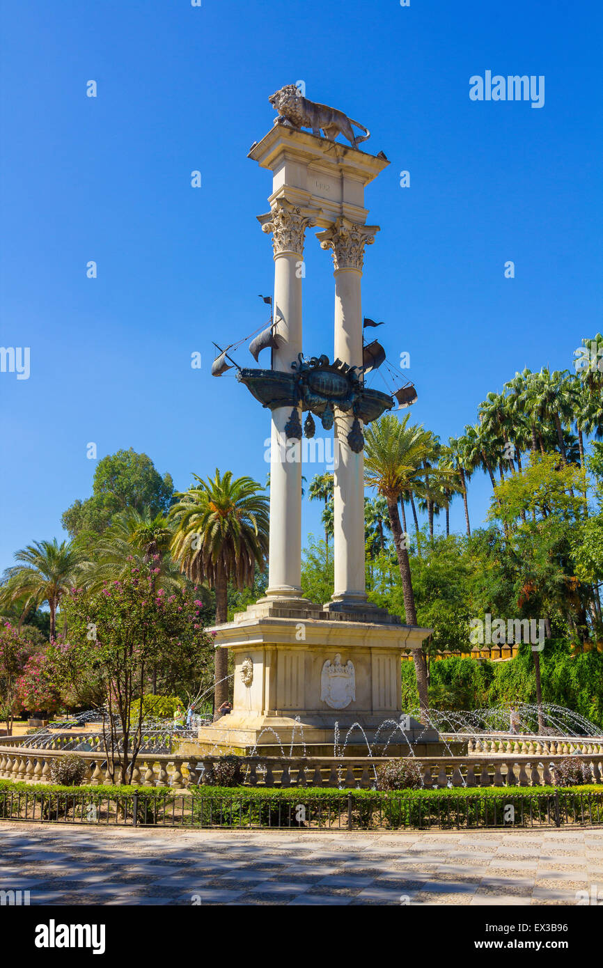 Monument in Catalina Rivera Gardens in the city of Seville, Spain Stock ...