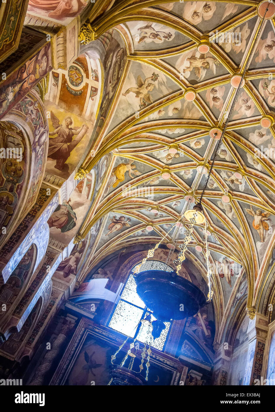 Arabic style highly decorated ceilings in the Mosque of Cordoba, Spain ...