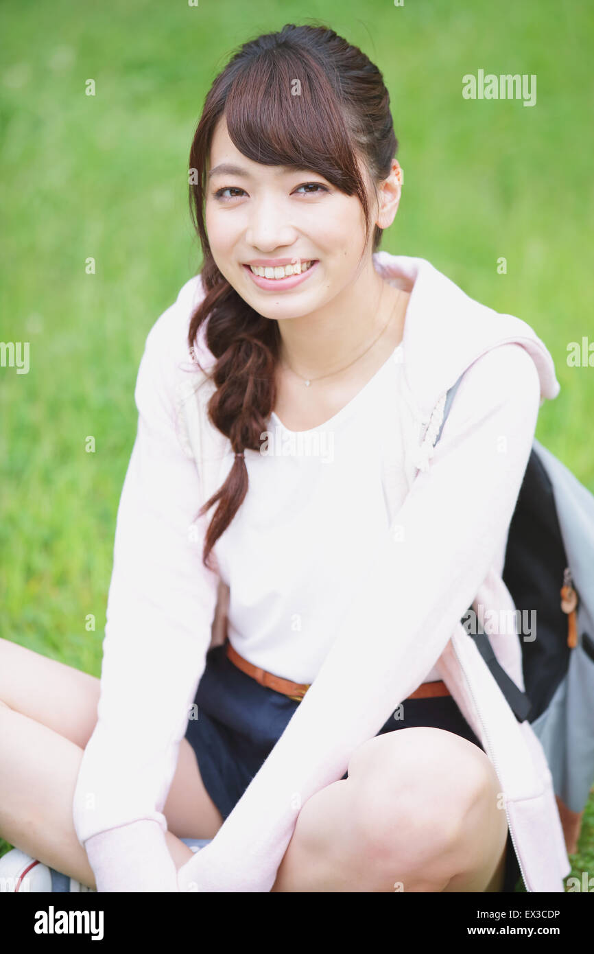Young attractive Japanese female University student portrait Stock ...