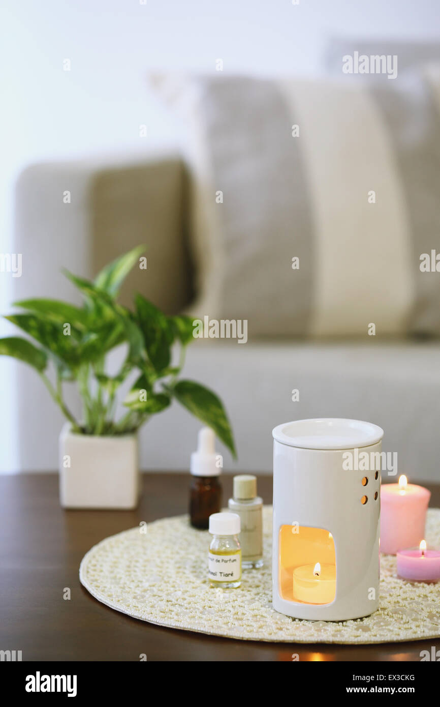 Aroma candles and essence Stock Photo - Alamy