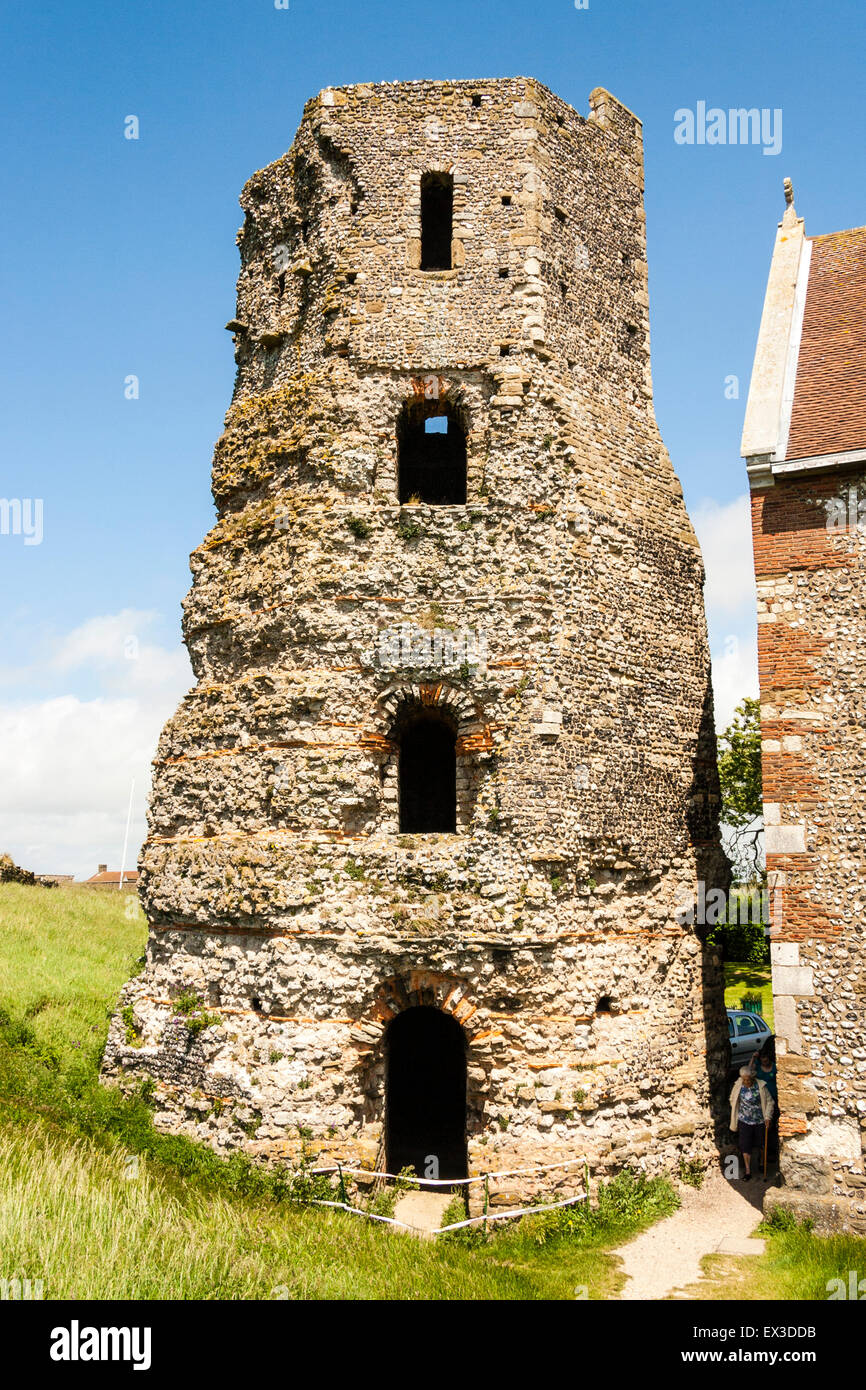 The ruins of the 2nd century Roman light house, Pharos, at Dover castle ...