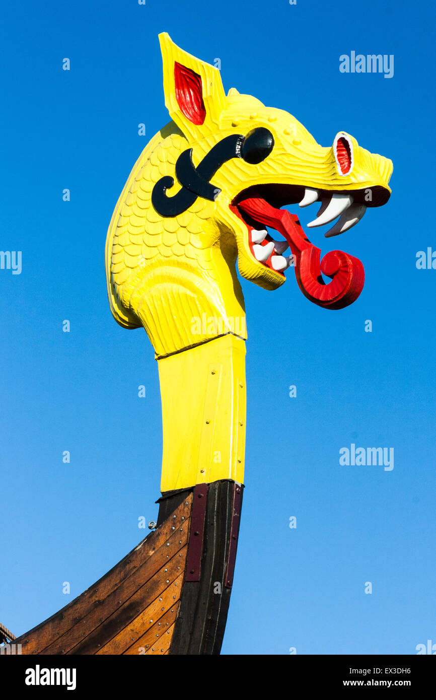 The Hugin, a reconstructed Viking ship, at Pegwell Bay, Ramsgate in ...