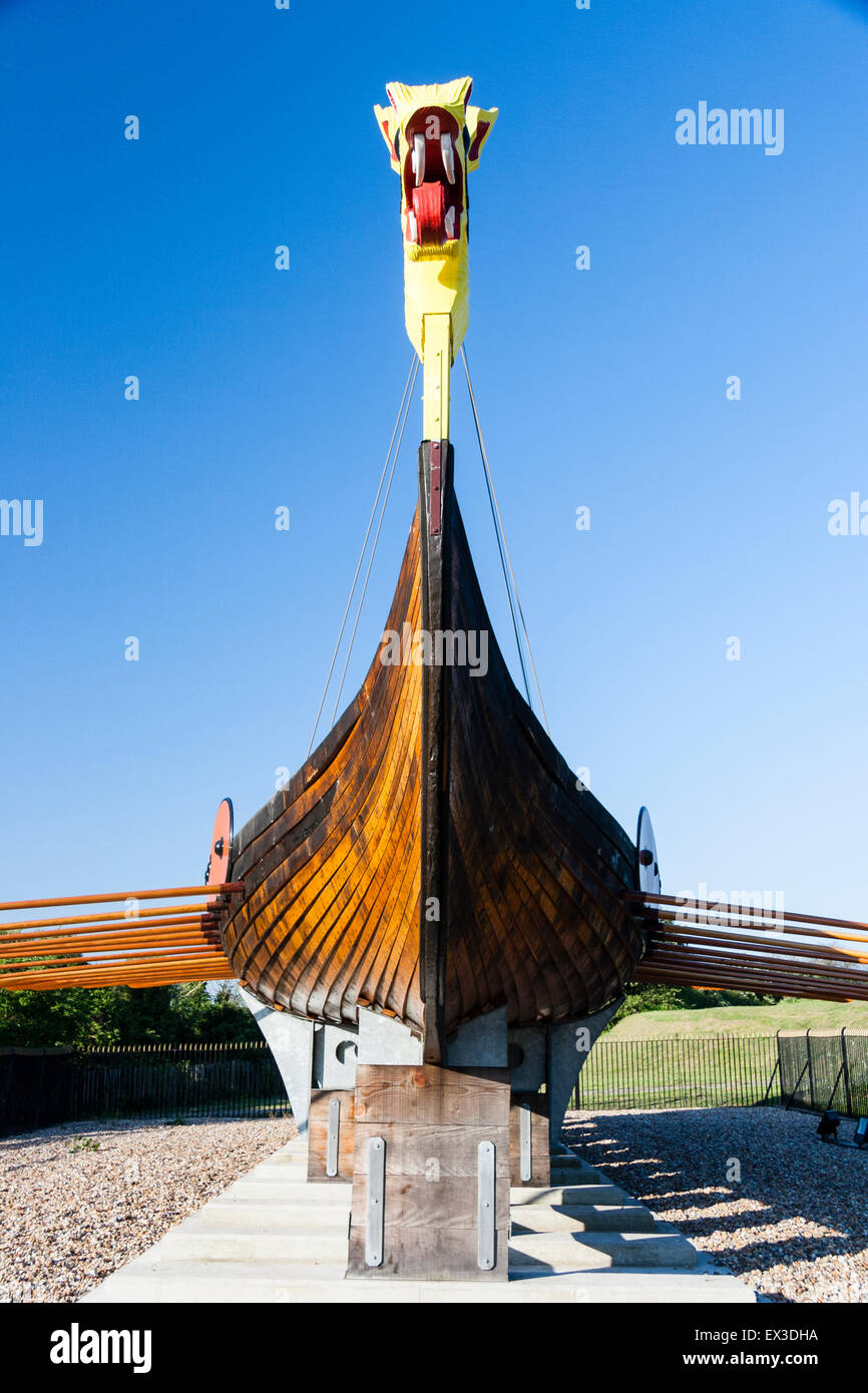 England, Ramsgate. The Hugin, a reconstructed Viking Long Boat on it's ...