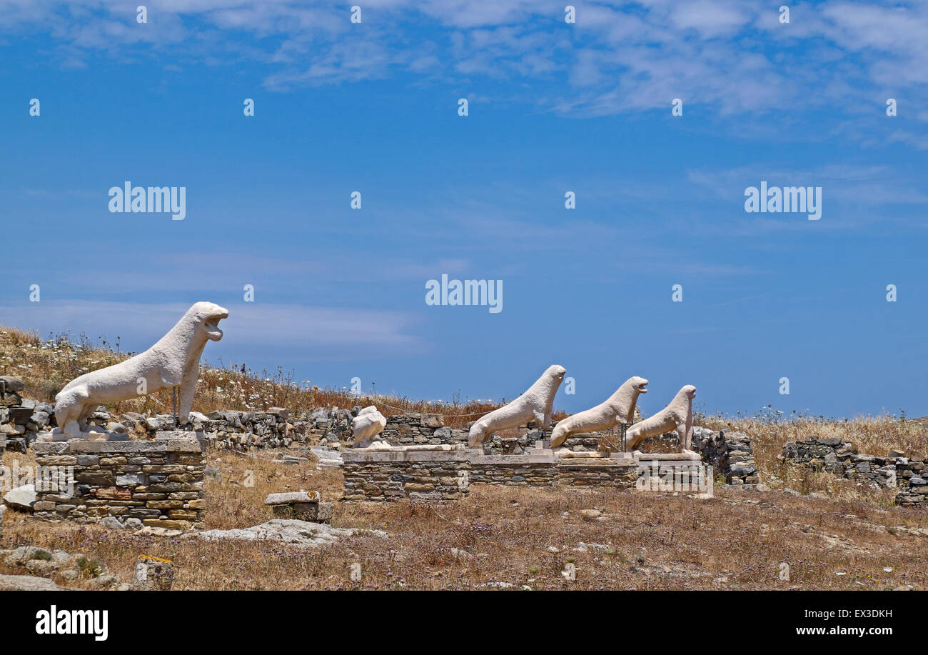 Avenue of the Lions in the ruins of the ancient city of Delos, Delos ...