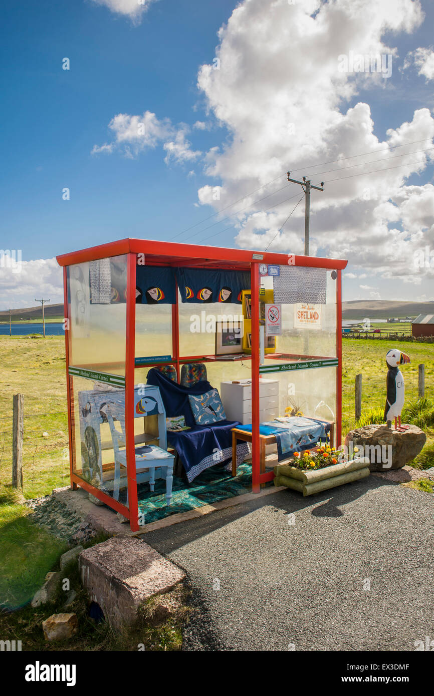 Unst Bus Shelter, lovingly decorated, northernmost bus shelter in the ...