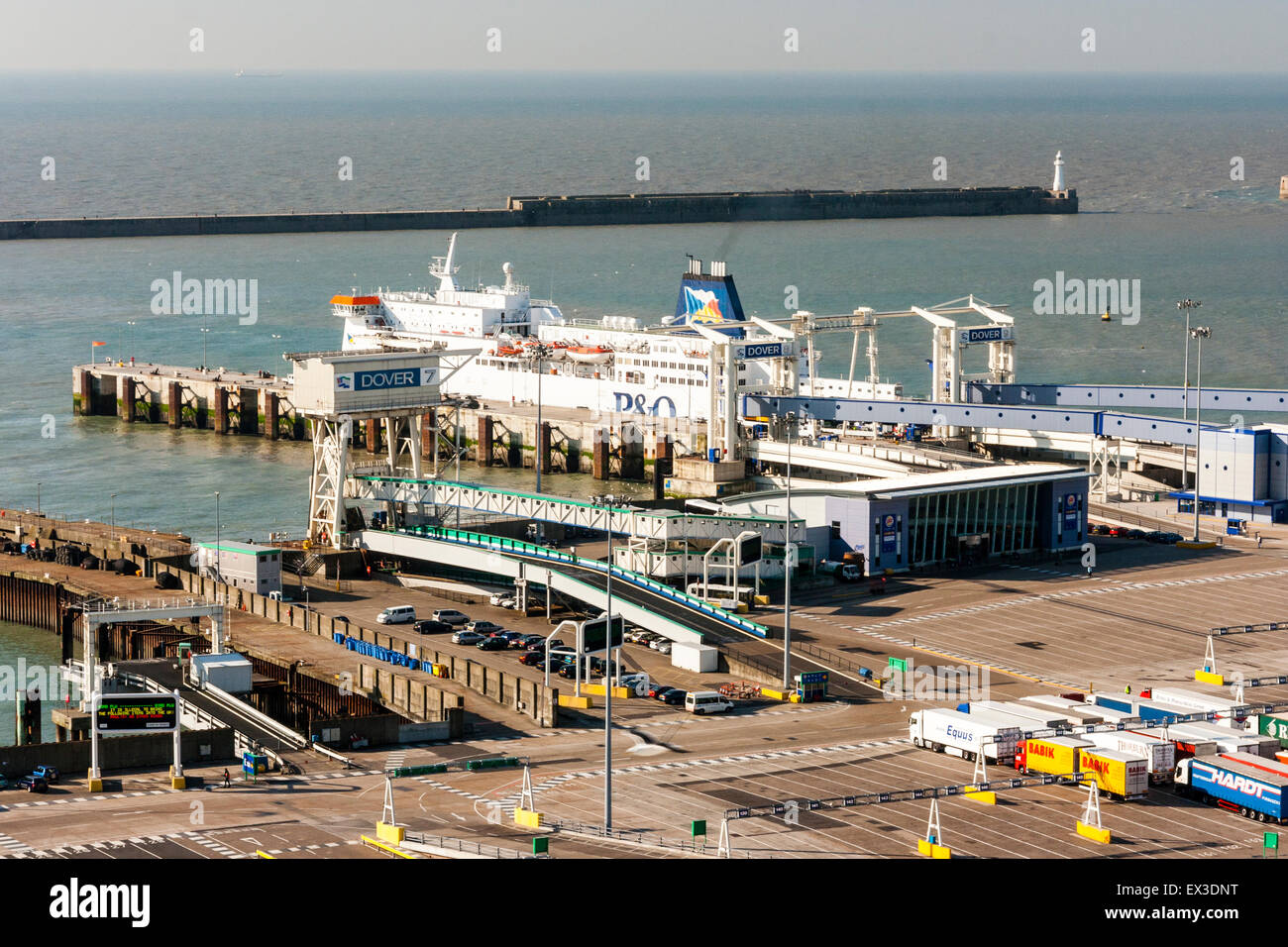 Overhead landscape view of Dover cross Channel port in Kent, England ...