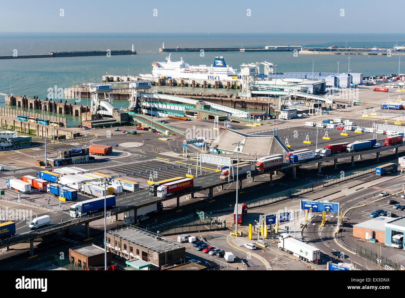 Overhead landscape view of Dover cross Channel port in Kent, England ...