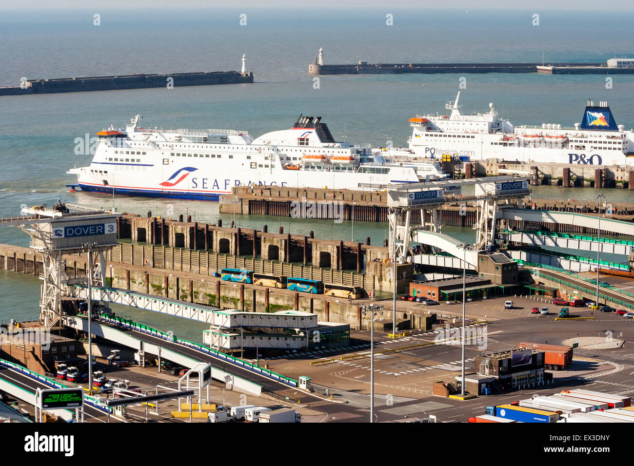 Overhead landscape view of Dover cross Channel port in Kent, England ...