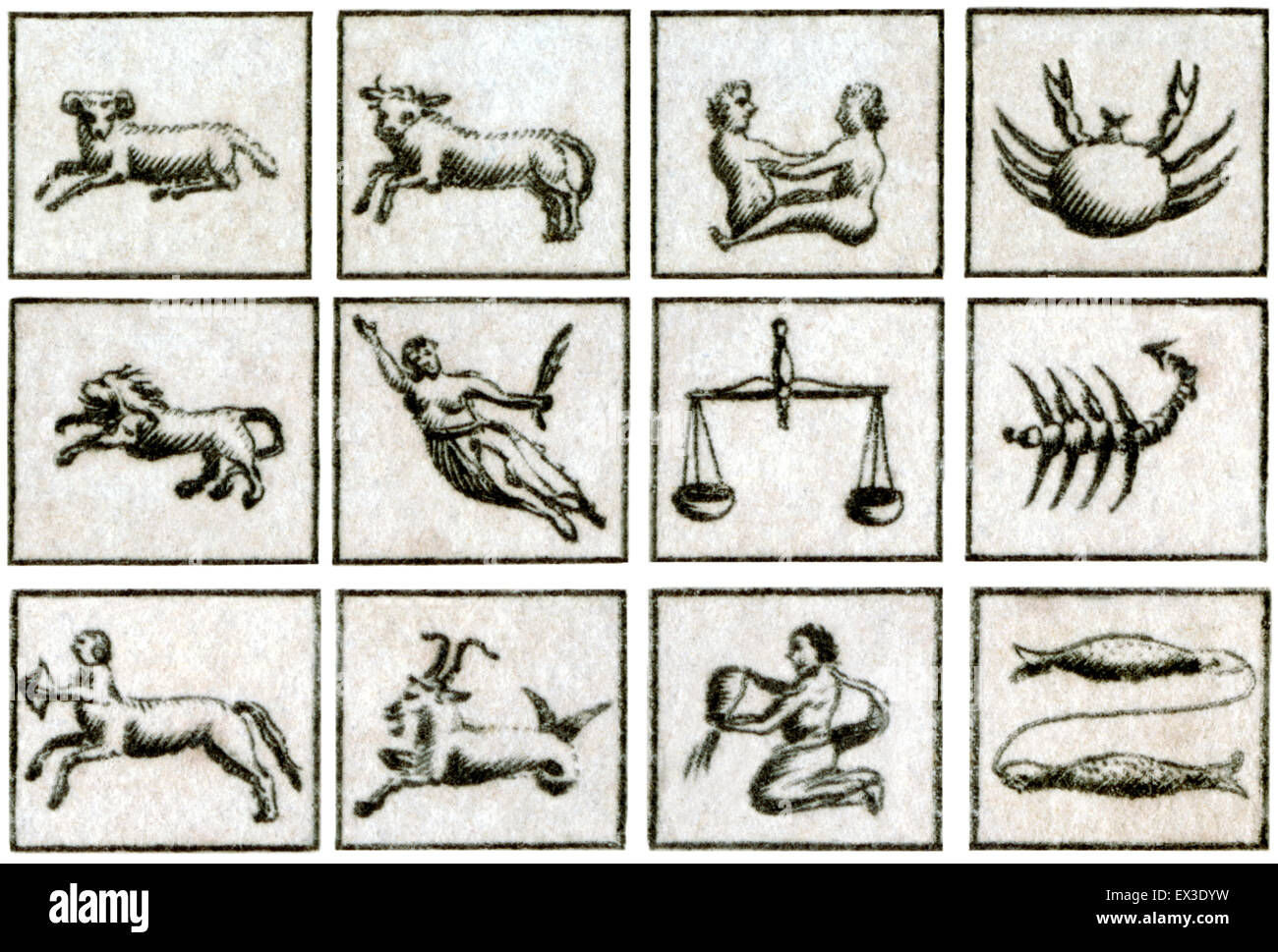 Antique/Vintage zodiac tiles Stock Photo - Alamy