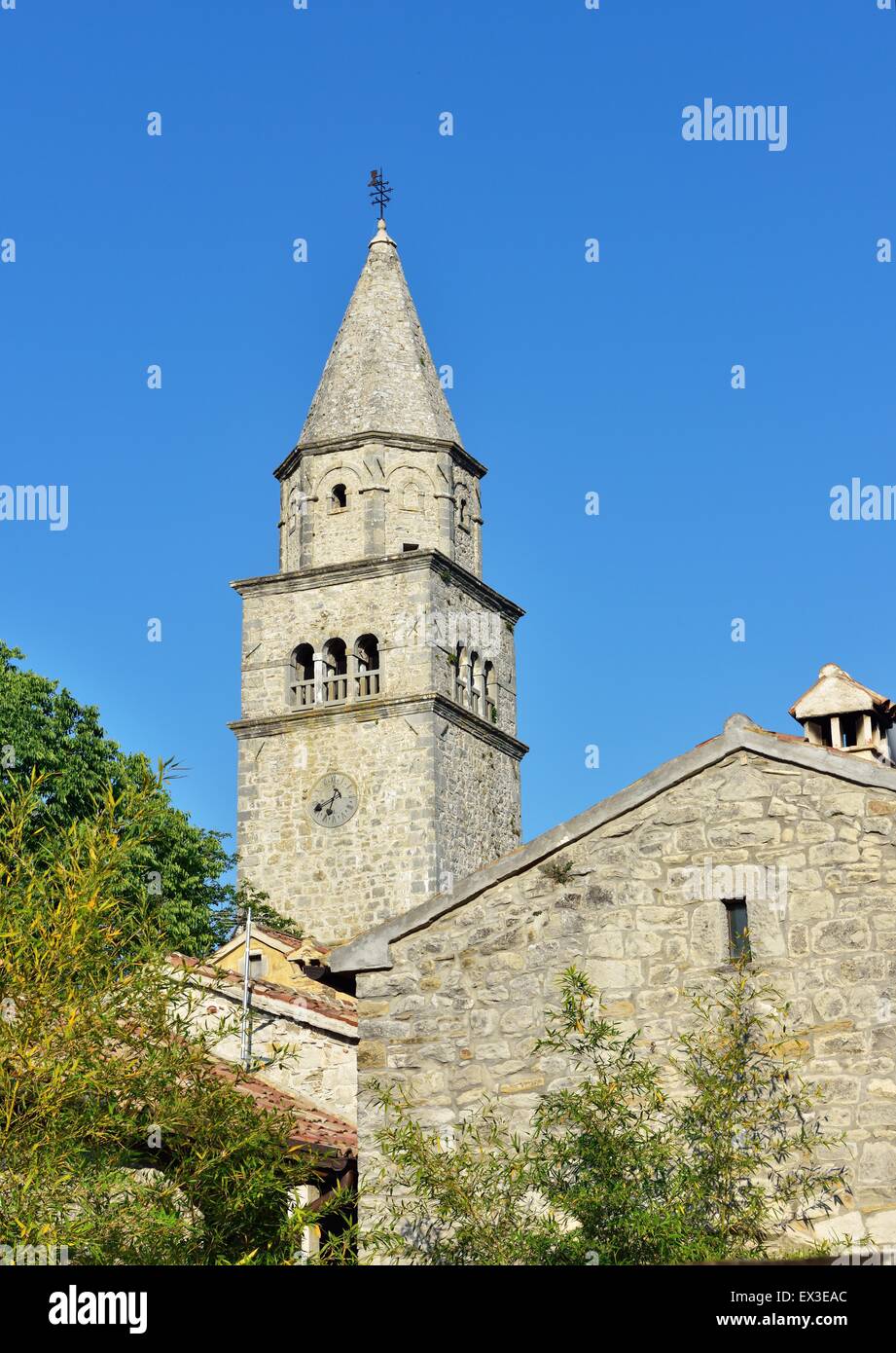 Brick bell tower from the 13th century, district parish church of St ...